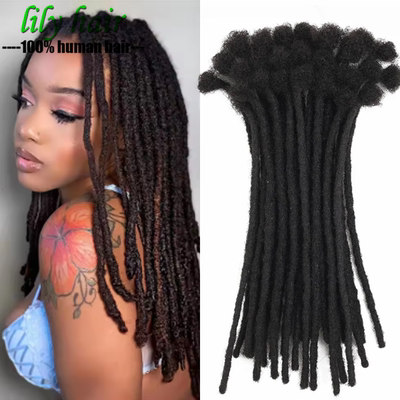 100% Human Hair 0.6cm Handmade Loc Dreadlock Extensions 脏辫