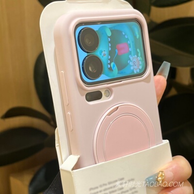 高级感磁吸支架支点壳适用小米17promax手机壳苹果17pro旋转360度14/15液态硅胶15Ultra少女粉12软糯耐脏防摔
