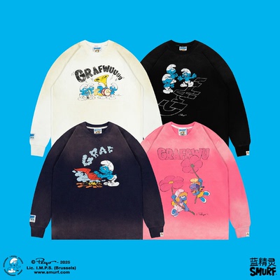 GRAFXSMURF蓝精灵联名洗旧T恤