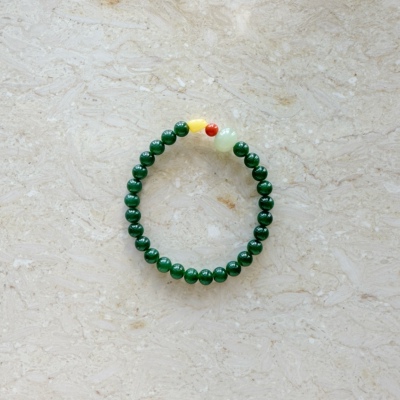 天然和田玉碧玉菠菜绿多宝手链