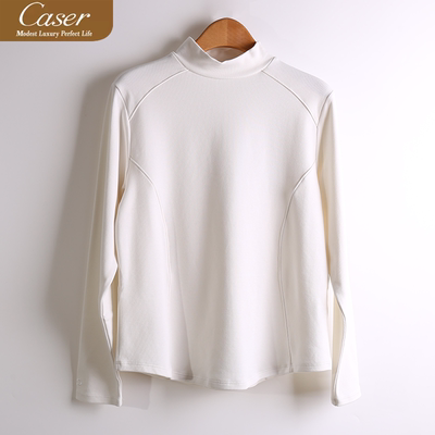 凯撒caser女士摩登罗纹曲线半高领上衣保暖长袖打底衫BN63-5553