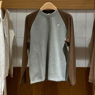 2021秋冬新款素然专比磨毛运动圆领打底长袖拼色休闲T恤A0213TS14