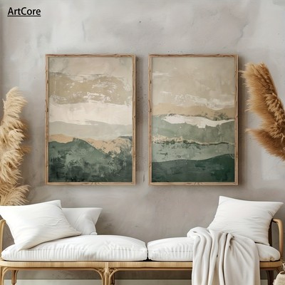 Japanese Retro Wabi Sabi Mountains Abstract Canvas Poster