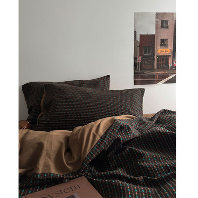 月桂树的雅士/R中古60支小提花全棉床单四件套色织纯棉被套床笠