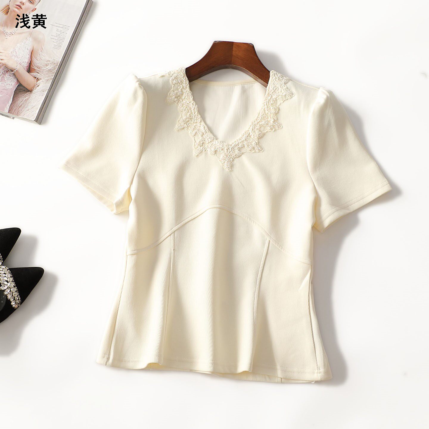 414057 夏T恤 女中长款短袖套头.S.M.L.XL