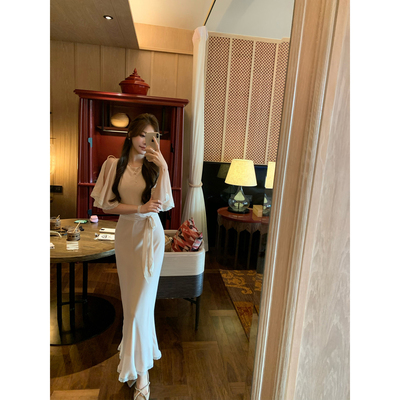 许许然Madeleine雪纺粉色连衣裙