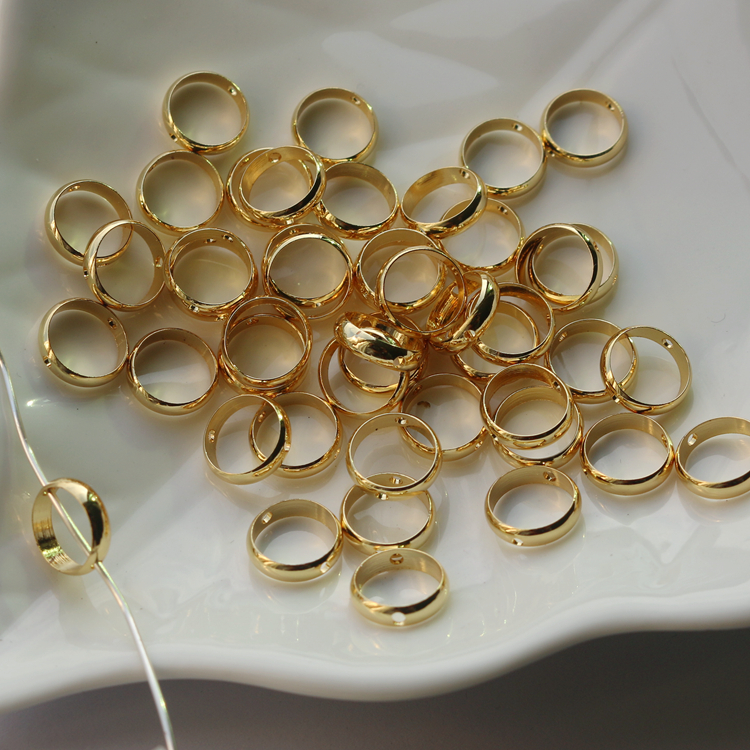 18K包金小圆圈环保色直孔DIY手工饰品配件夹珠子金色圈10个_虎窝淘