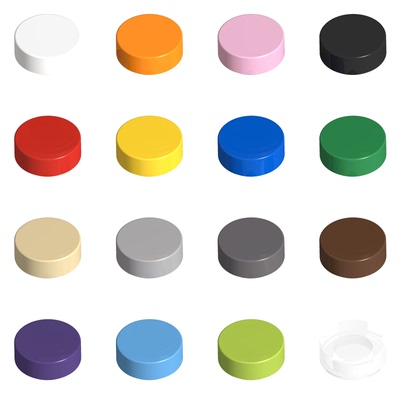 300块 MOC国产小颗粒积木零件 兼容乐高 98138 平面圆1x1