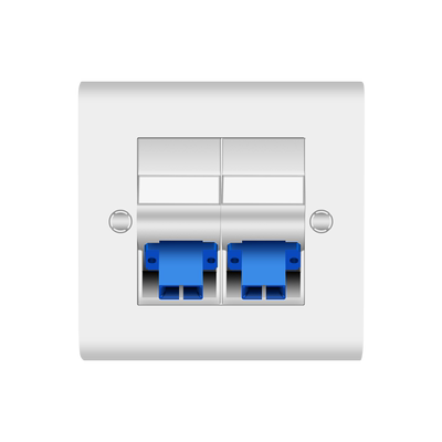 杉木林SC光纤网络面板 双口 86型斜口面板 SC二位面板盒 光纤插座面板含法兰耦合器光纤跳线面板 SML-MBSC02