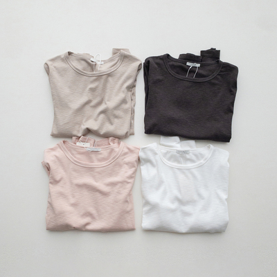 纯色基础百搭雪花竹节棉长袖防晒t恤女秋季新款慵懒打底上衣