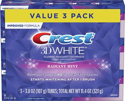 Crest 3D White Toothpaste Radiant Mint, 3.8 Oz (Pack of 3)