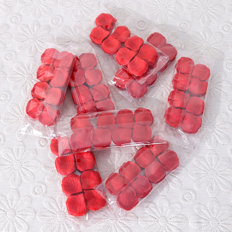 无纺布叠装1000片婚庆用品仿真玫瑰花瓣婚礼婚房布置装饰花瓣