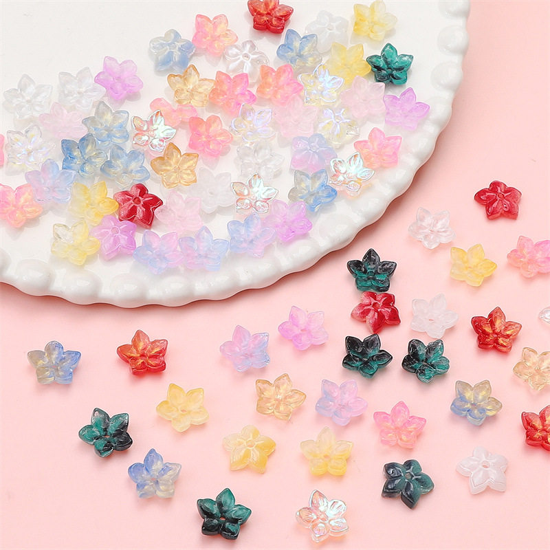 玻璃渐变尖角花珠琉璃樱花散珠手工diy制作手链头饰材料饰品配件