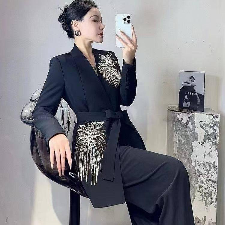 时尚重工西装新品女总裁西服裤子两件套气质晚礼服外套一整套年轻