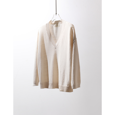 TANG TOWN 实用型时髦单品 真丝/棉 立体颗粒感干爽舒适V领针织衫