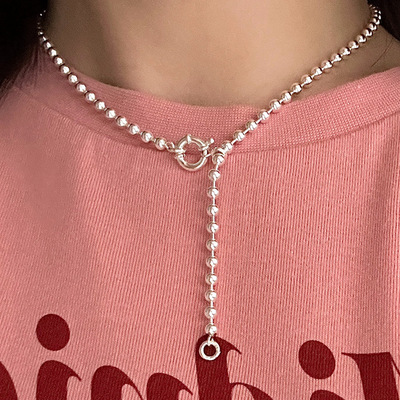 PLUS JEWELRY / 通体925银珠珠链随心搭配吊坠胖猪项链可调节长度