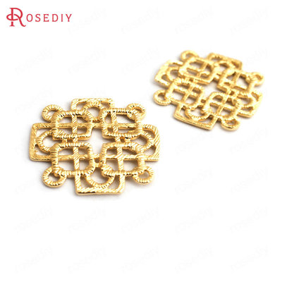 项链耳环耳饰Diy饰品配件29x29MM铜镀真金方形 连接 挂件34907