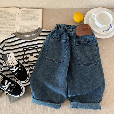 不二妈妈2025秋季新款拼接牛仔裤