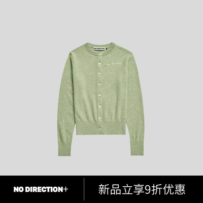 NO DIRECTION+2026秋全羊绒质感刺绣夹花圆领开衫N630220601C60