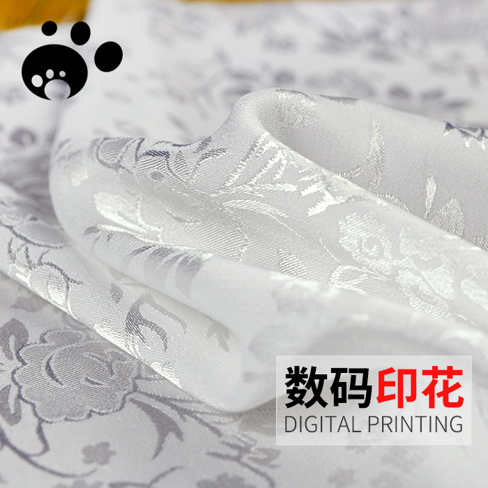 暗纹叶花126#数码印花布料定制lolita旗袍面料加工定做打印