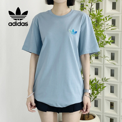 Adidas阿迪达斯正品夏三叶草男女运动时尚显瘦休闲透气短袖KC3122