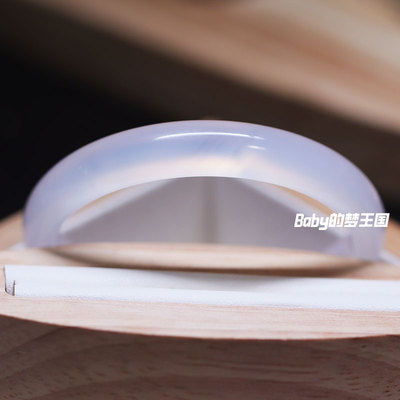 纯天然玛瑙手镯白月光玉镯女款冰种玉髓高冰透荔枝冻原色 宽10-11