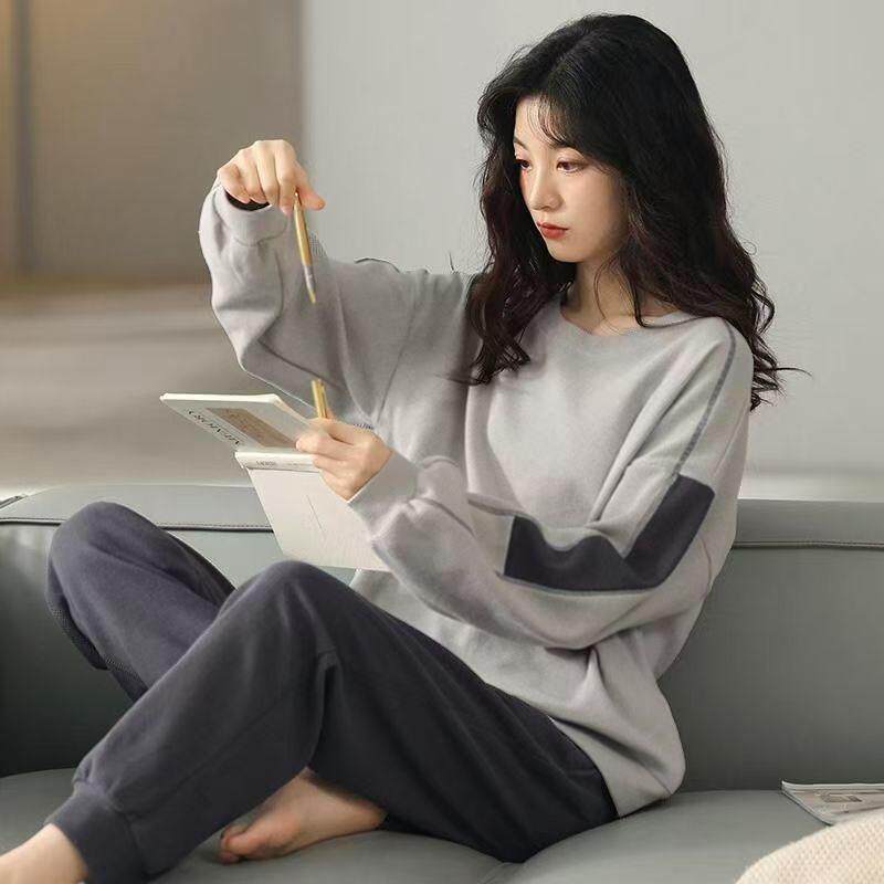 100%纯棉睡衣女士春秋季睡衣长袖秋冬全棉女休闲可外穿家居服套装