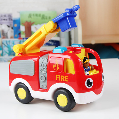 wow玩具车儿童惯性消防车带公仔
