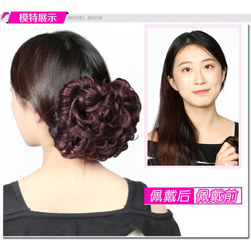 盘发假发型配件女盘头发包蓬松头花花苞发髻复古风民国旗袍卷发包