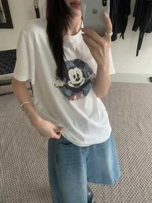 东大门米奇字母印花短袖T恤