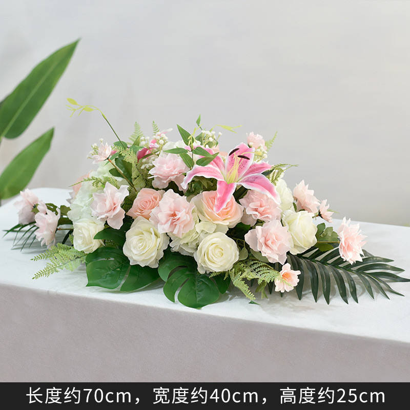 新款会议桌花花商务活动用花长桌装饰花艺摆件签到花摆台