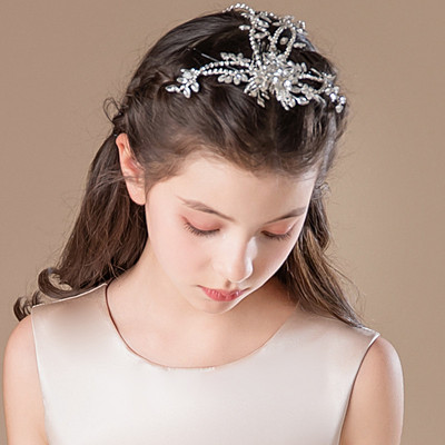 儿童钢琴演出配饰品水晶长发梳插梳生日宴会水钻流苏发饰