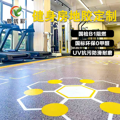 定制健身房地胶私教区体适能地板力量区减震运动地垫pvc耐磨地胶