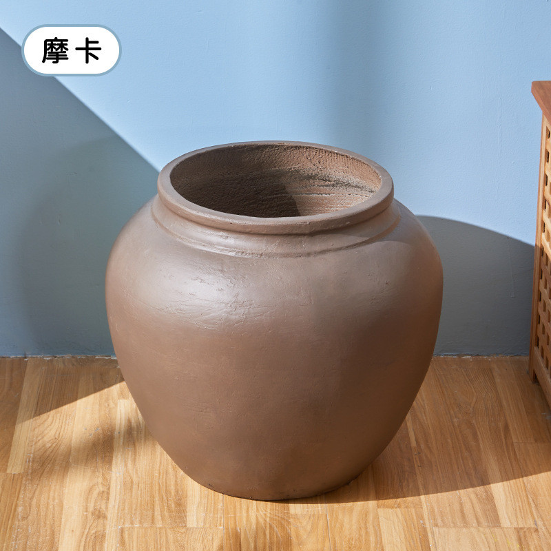 小口口径镁泥花盆落地水泥盆栽户外庭院复古风景观仿陶罐花盆