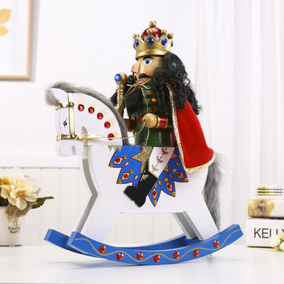 欧式彩绘摆件人木质木玩木偶手工胡桃夹子士兵国王骑马胡桃
