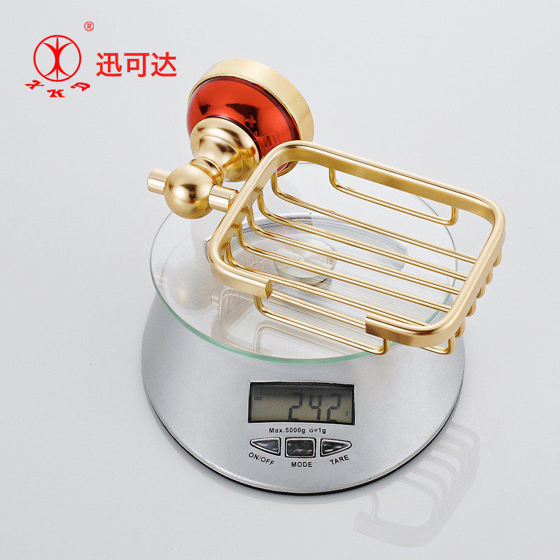 6810太空创意欧式红色水晶浴室肥皂架皂网置物架铝肥皂盒架