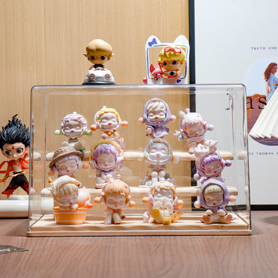 盲盒手办展示架大容量木质阶梯