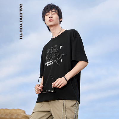 班尼路印花t恤短袖男装宽松休闲