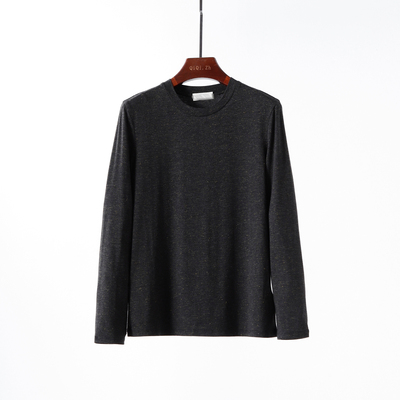 柔软金丝隐闪圆领长袖修身T恤