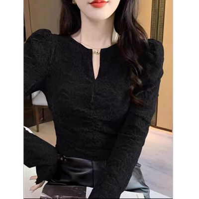 X457 时尚圆领洋气设计感复古显瘦气质百搭衬衫JT