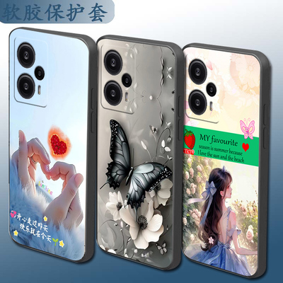 适用于红米NOTE12TURBO手机壳23049RAD8C直边软壳全包镜头硅胶卡通个性手机套防摔套情侣网红保护套磨砂套潮