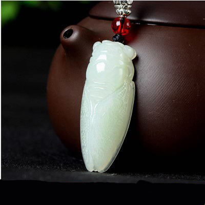 和田玉知了玉吊坠白玉蝉玉坠一鸣惊人挂件男女款天然玉石玉佩项链