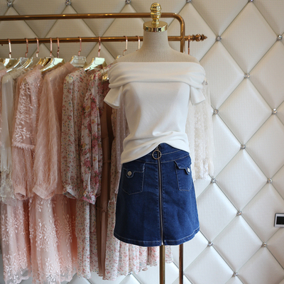 特价一字肩优质面料显瘦T恤衫