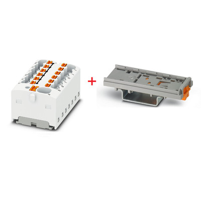 Verteilerblock-PTFIX 4/12X1,5-WH,wei? + Tragschienenadapter,