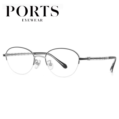 PORTS宝姿眼镜架女超钛架半框纯钛防蓝光圆框近视镜框 POF22606