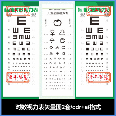 标准对数视力表5米3米矢量图cdr ai格式可编辑