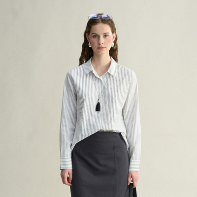 LIMONN | 高智感秋长袖基础款正肩条纹职业通勤宽松上衣面试衬衫