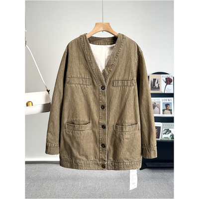 VK2025春秋新款时尚百搭宽松显瘦100%棉复古水洗牛仔外套女N4373