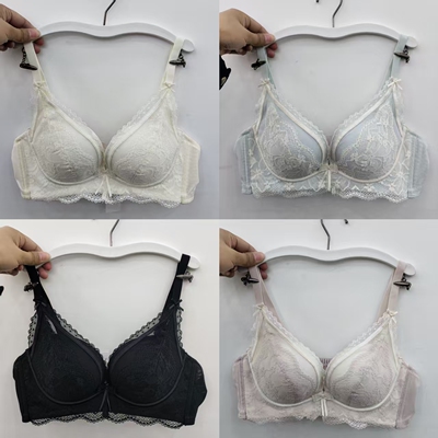 小胸无钢圈聚拢收副乳蕾丝文胸罩