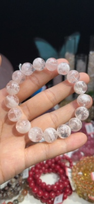 NO.2289天然雪花幽灵手链12.5mm46.9g